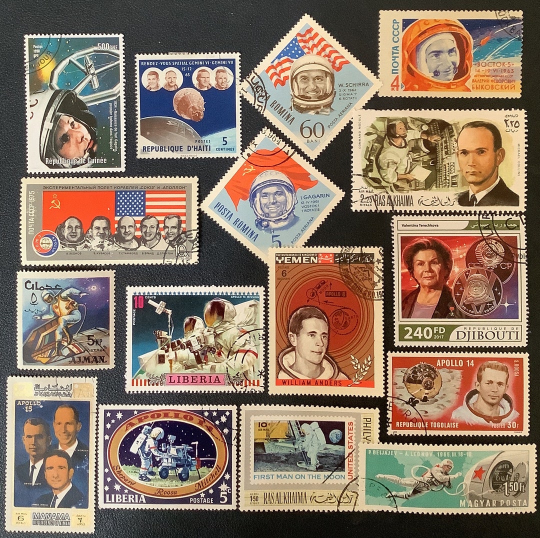 16 Astronauts NASA Apollo SPACE Sci Fi World Postage Stamps - Etsy