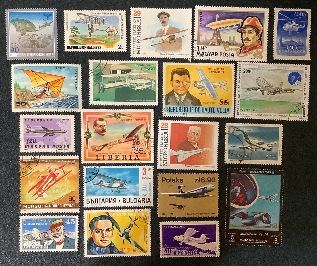 20 History of Airplanes Aviation Postage Stamps Crafting - Etsy