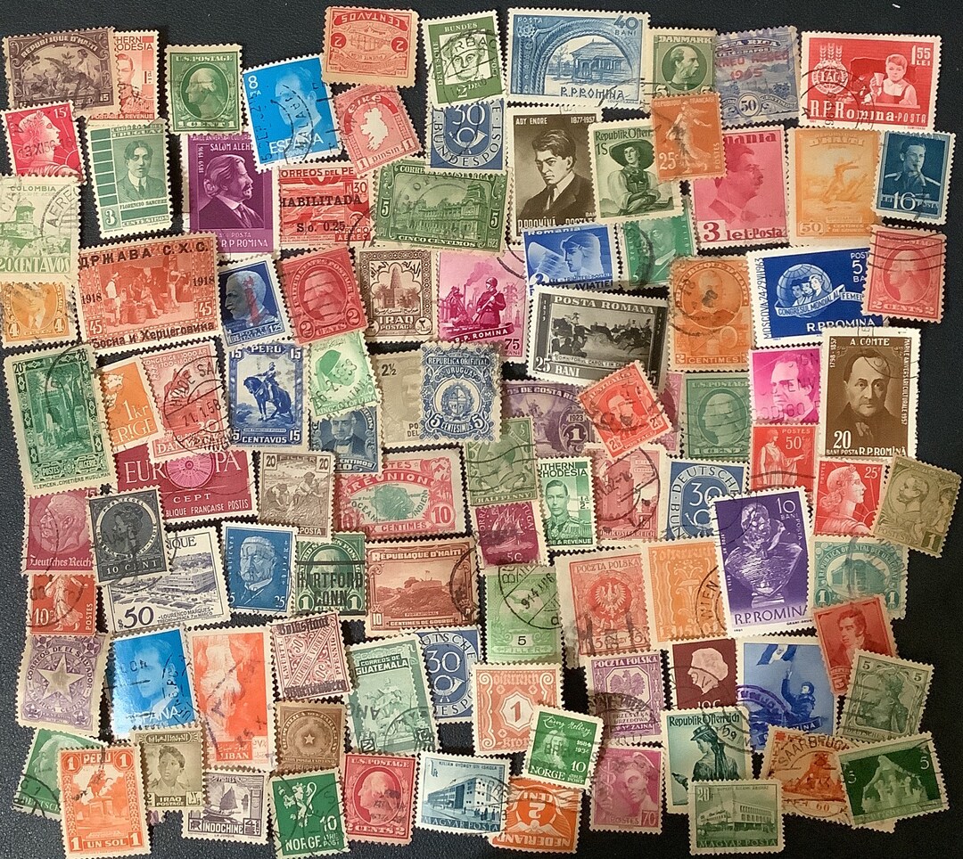 100 MIXED COLORS Used World Postage Stamps for Crafting Collage Cards ...