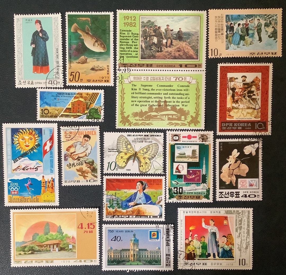 15 SOUTH KOREA Vintage Postage Stamps Collectors Set Journals Crafts ...