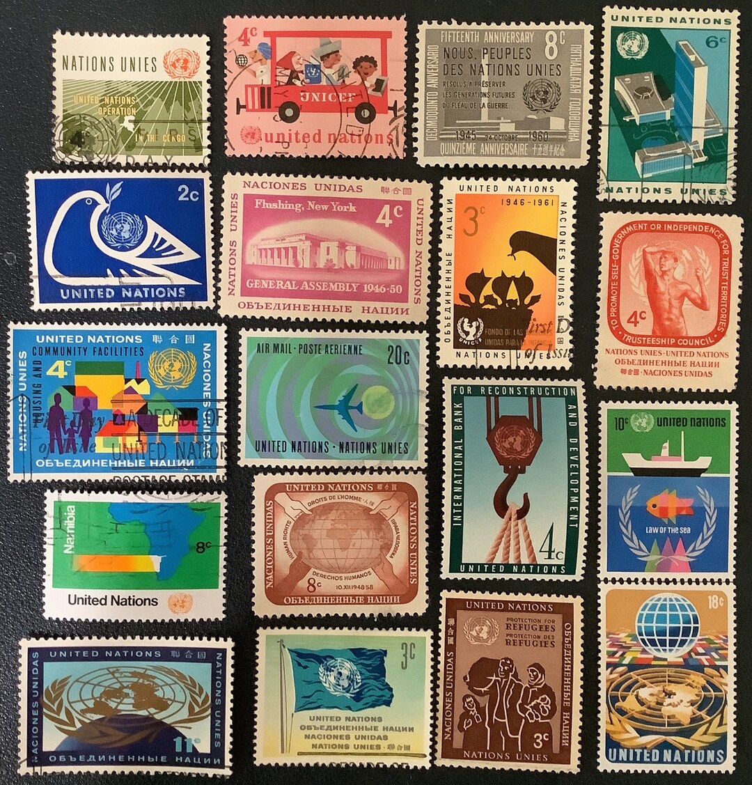 18 UN United Nations Vintage Worldwide Postage Stamps - Etsy