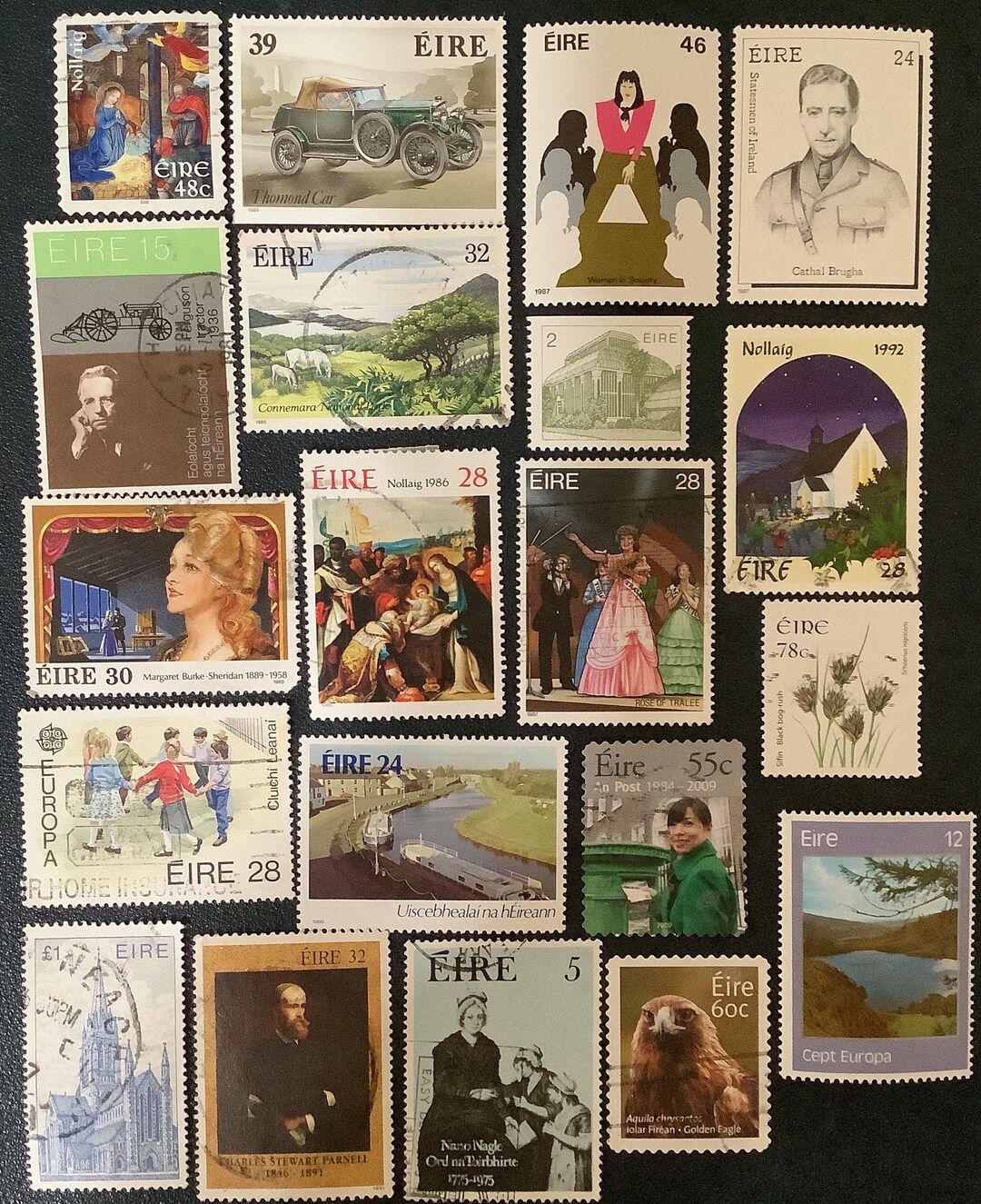 20 IRELAND IRISH Collectors Set Vintage Postage Stamps Crafts Collage ...