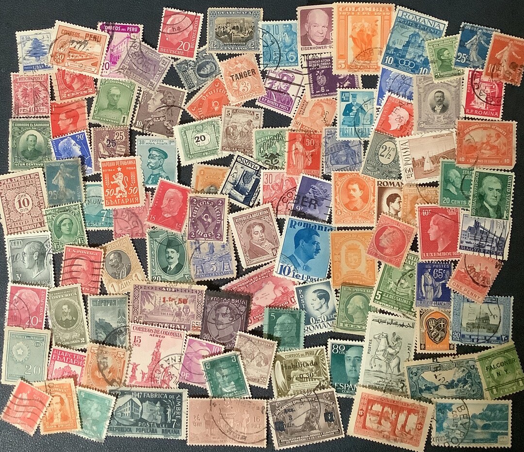 100 MIXED COLORS Used World Postage Stamps for Crafting Collage Cards ...