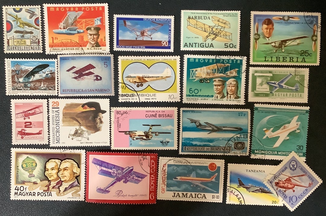 20 History of Airplanes Aviation Postage Stamps Crafting - Etsy