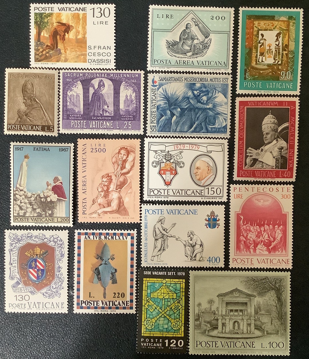 16 Vatican City Italy Collectors Set Vintage MINT Postage Stamps Crafts ...