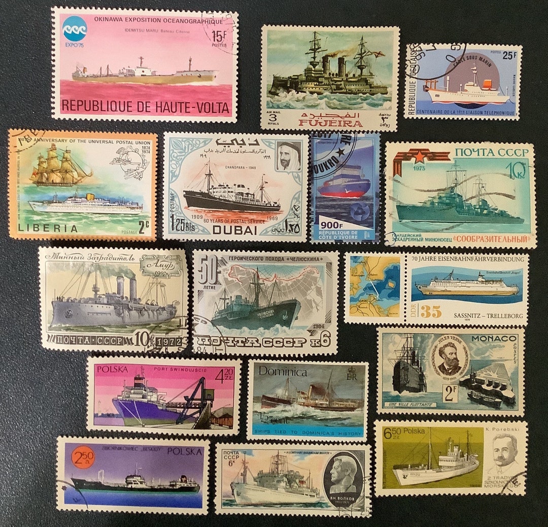 16 Large SHIPS Ocean Vessels BOATS Travel Vintage Postage - Etsy