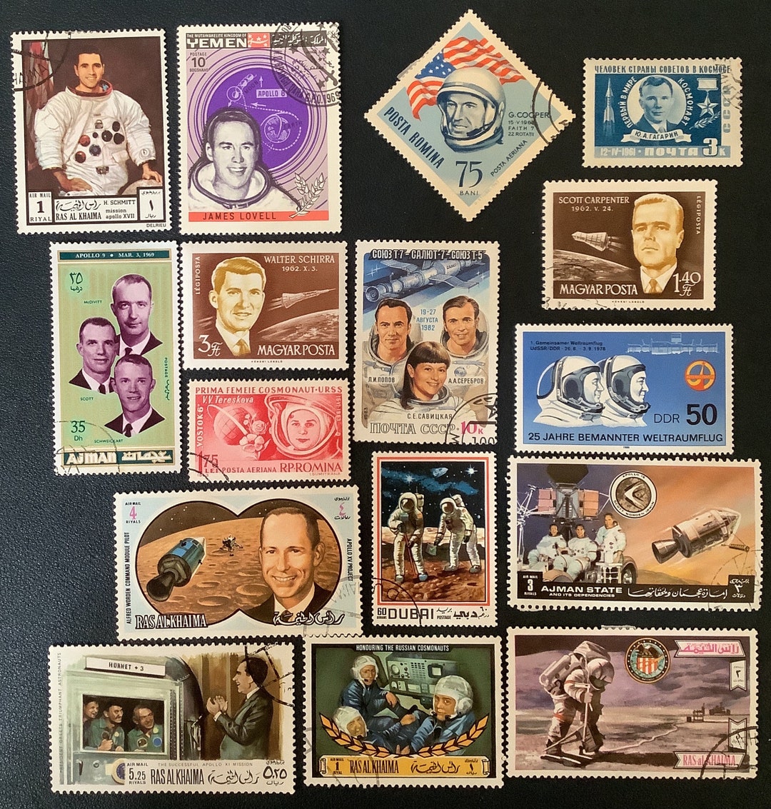 16 Astronauts NASA Apollo SPACE Sci Fi World Postage Stamps - Etsy