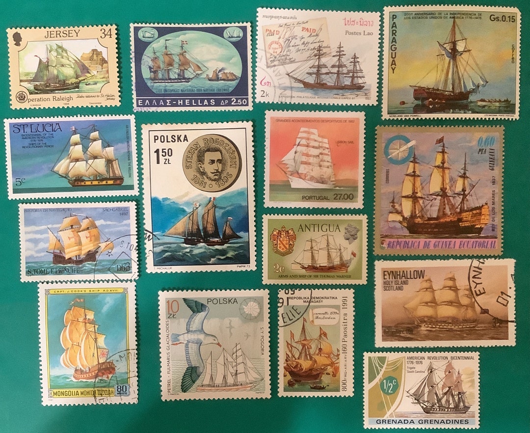 15 HISTORIC SAILING SHIPS Boats Vintage Postage Stamps Crafts - Etsy