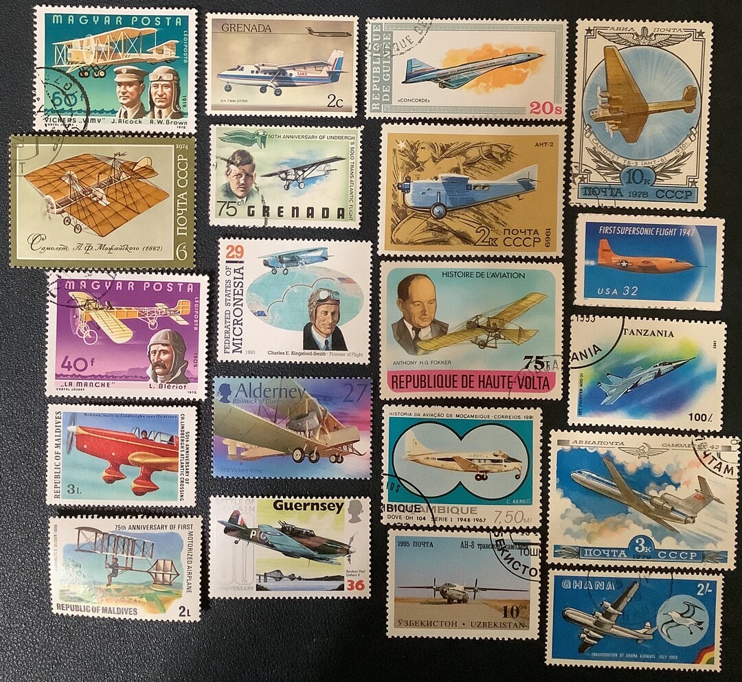 20 History of Airplanes Aviation Postage Stamps Crafting Collecting ...
