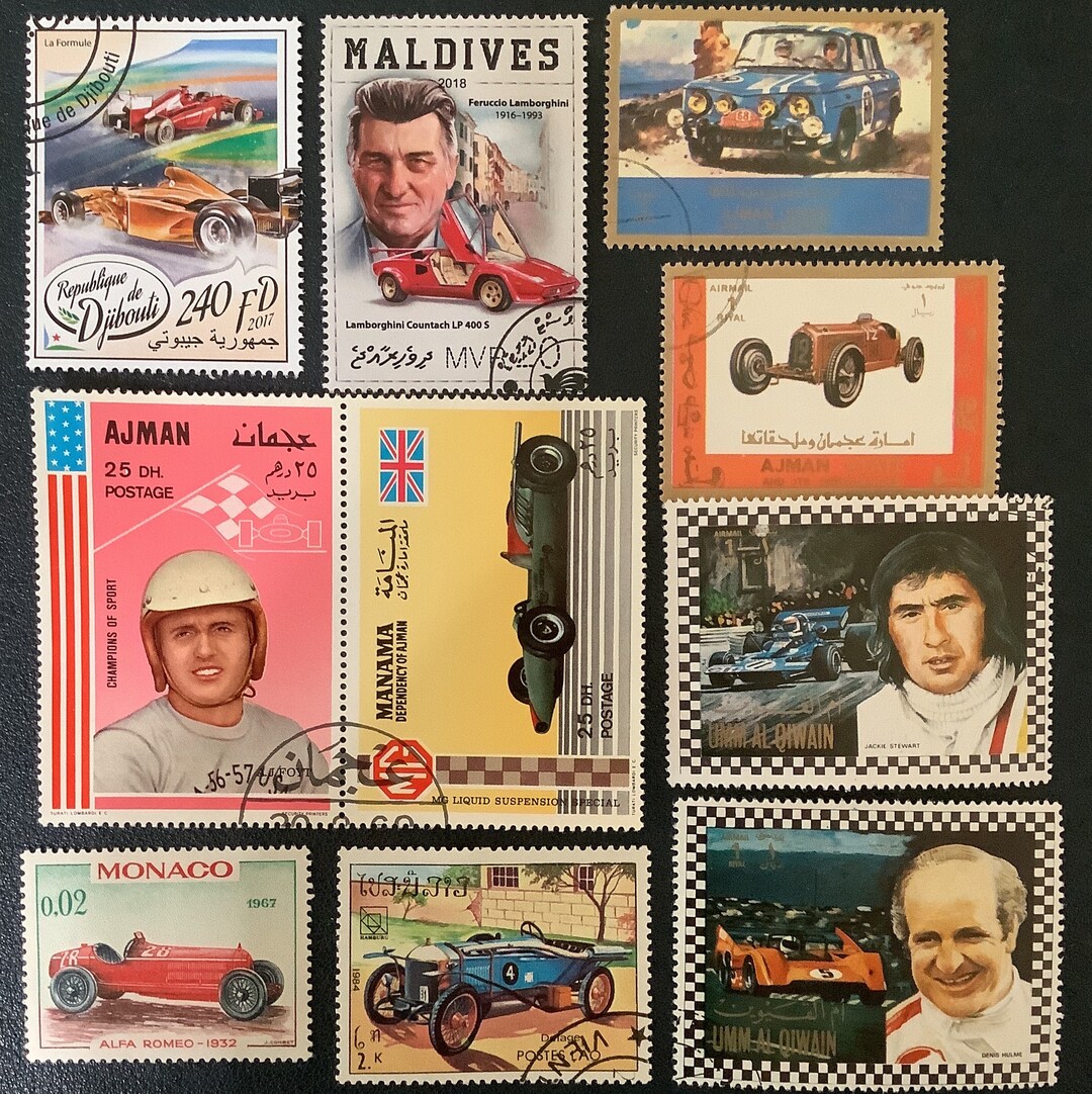 10 History RACE CARS Vintage World Postage Stamps Nascar - Etsy