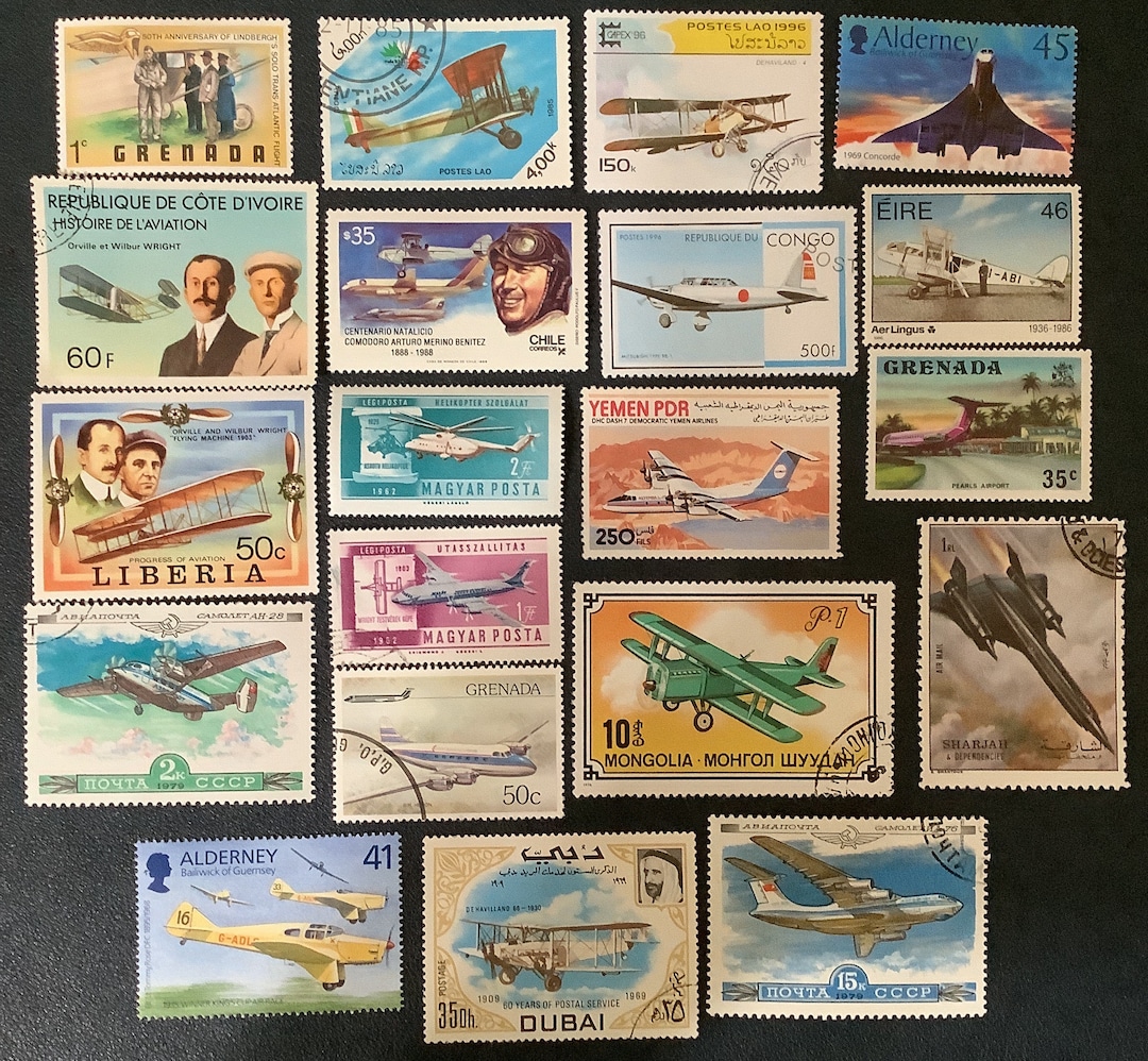 20 History of Airplanes Aviation Postage Stamps Crafting Collecting ...