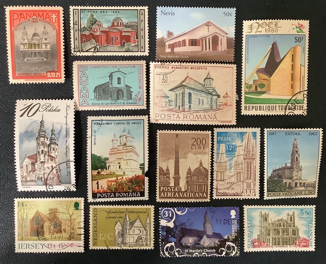 15 World CATHEDRALS CHURCHES Vintage Postage Stamps Paper - Etsy