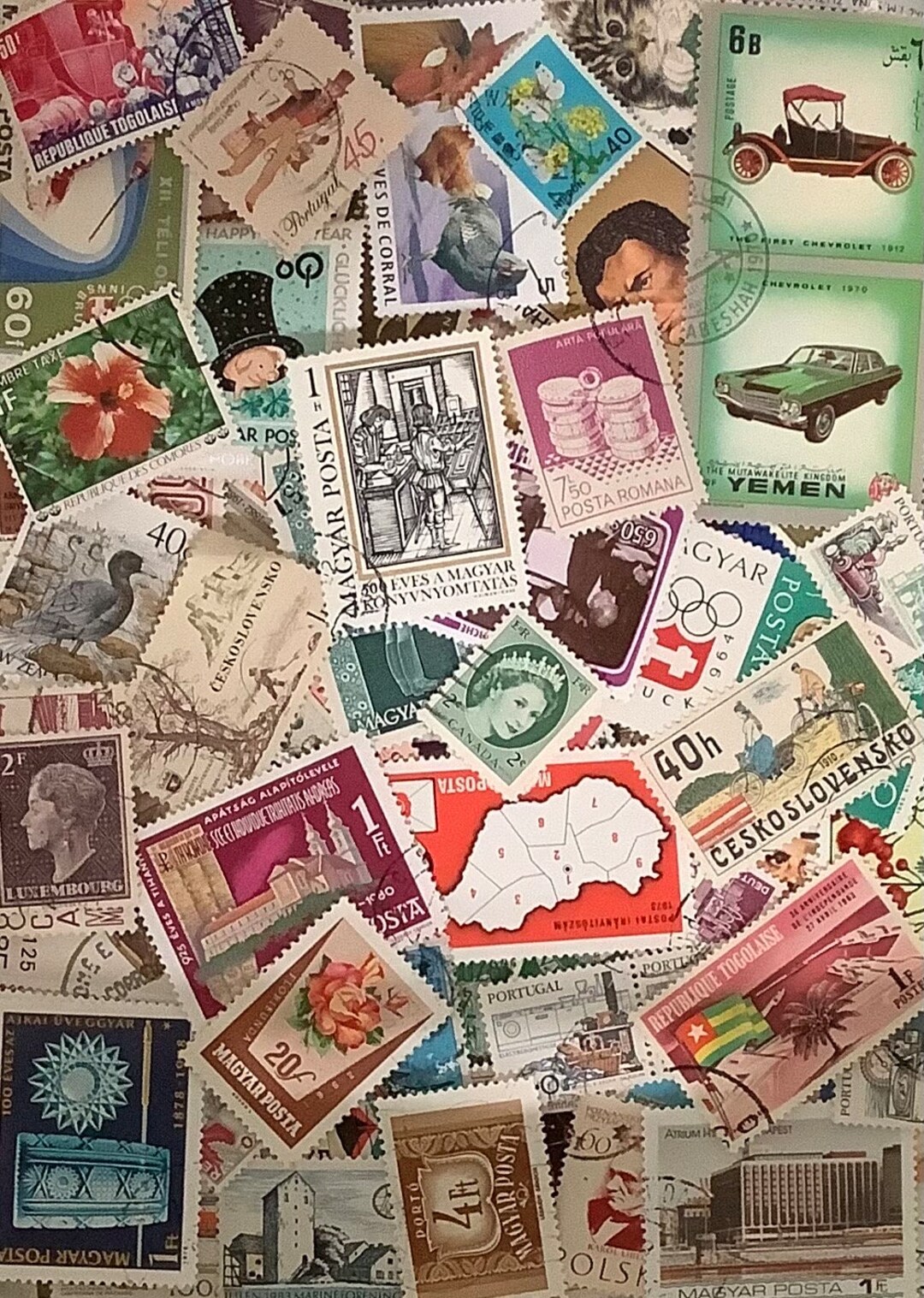 100 Worldwide Used Vintage Postage Stamps Crafts Collecting Collage ...