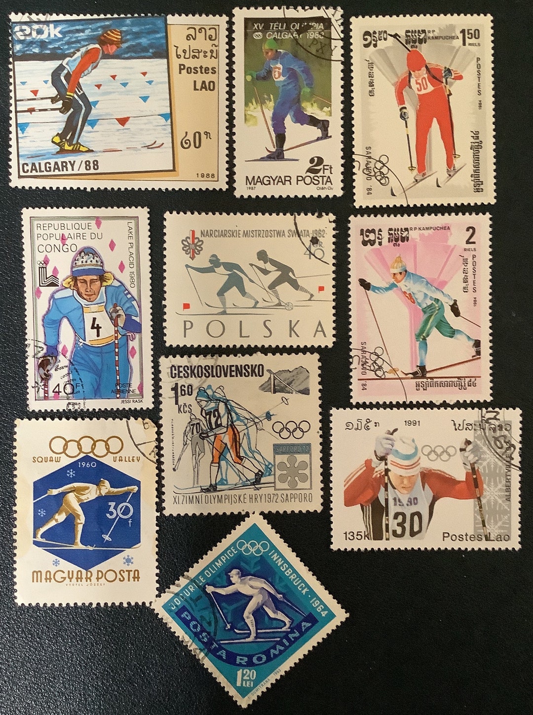 10 Olympic CROSS COUNTRY SKIING Vintage Postage Stamps for - Etsy