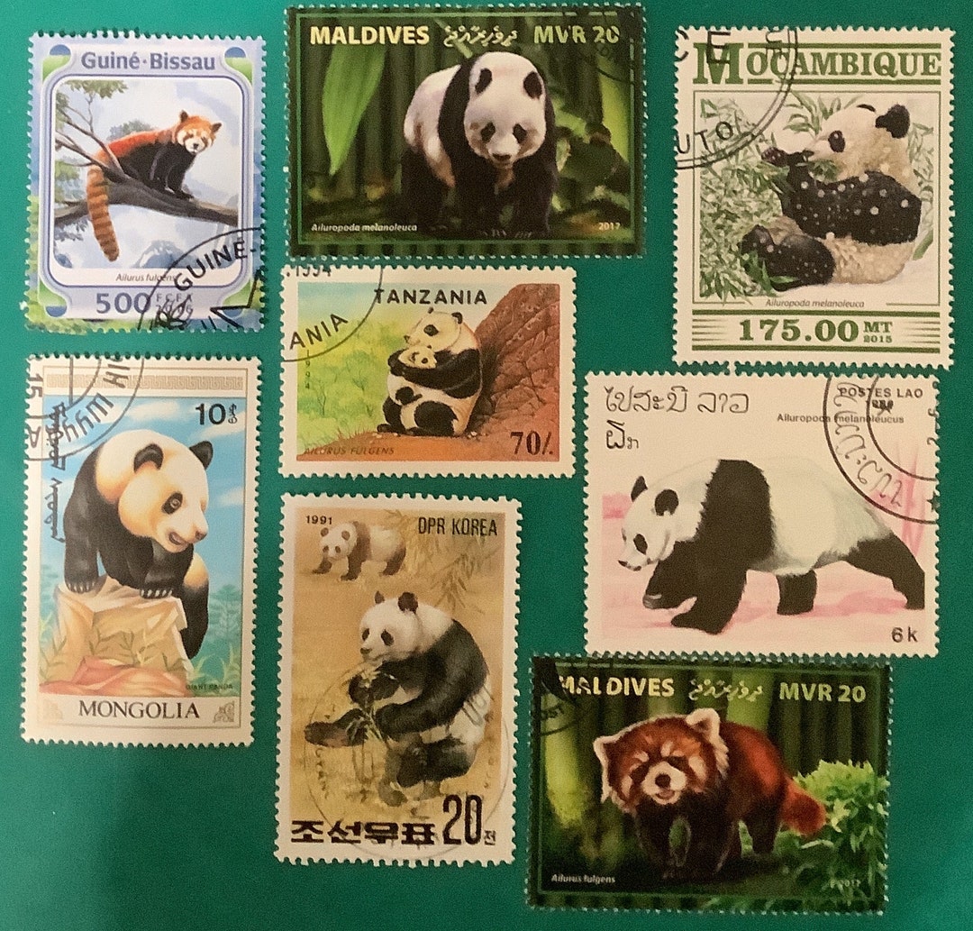 8 GIANT PANDAS Vintage Postage Stamps for Crafting Collage - Etsy