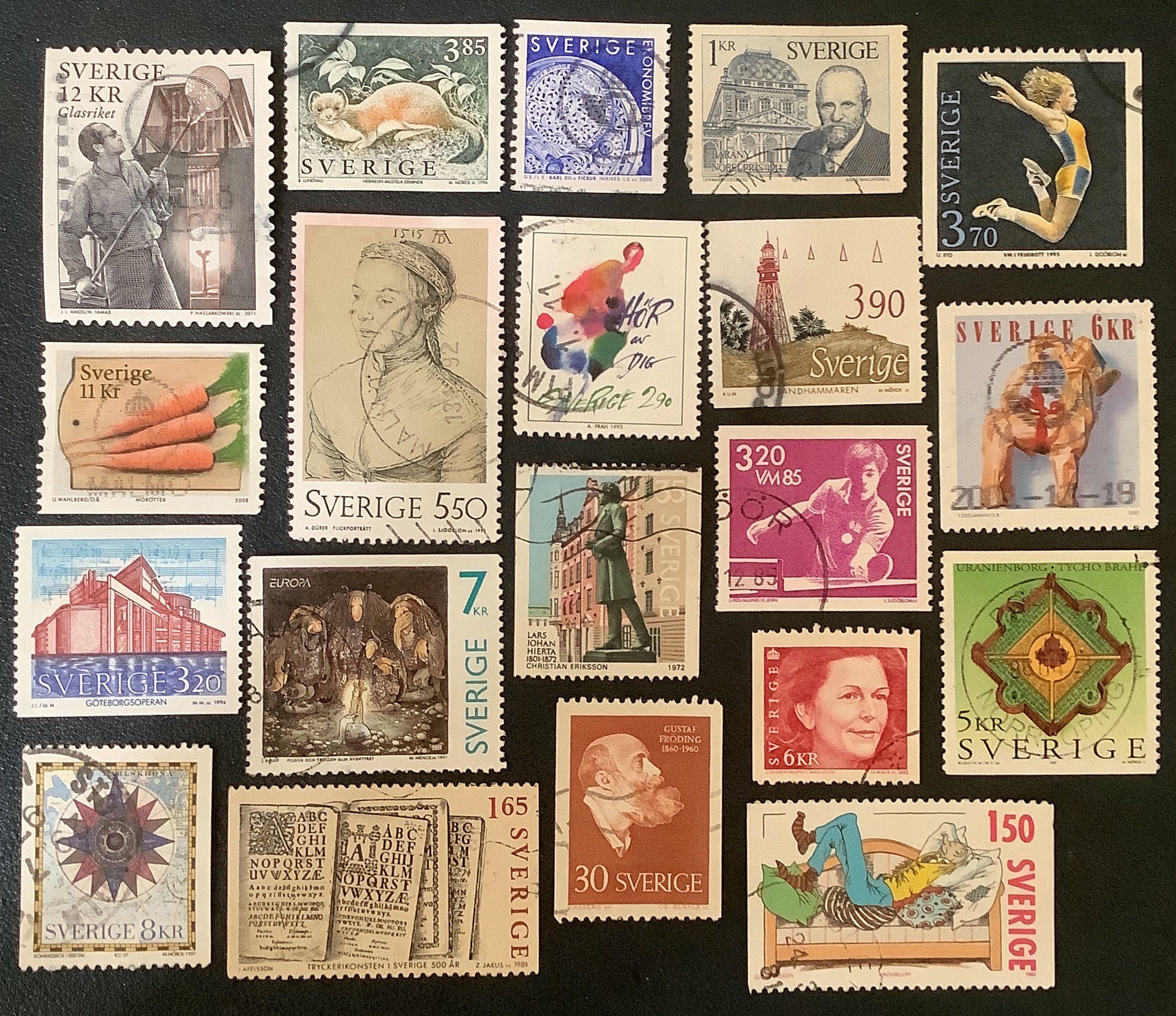 20 SWEDEN SVERIGE Vintage Postage Stamps Collectors Set or Crafting ...