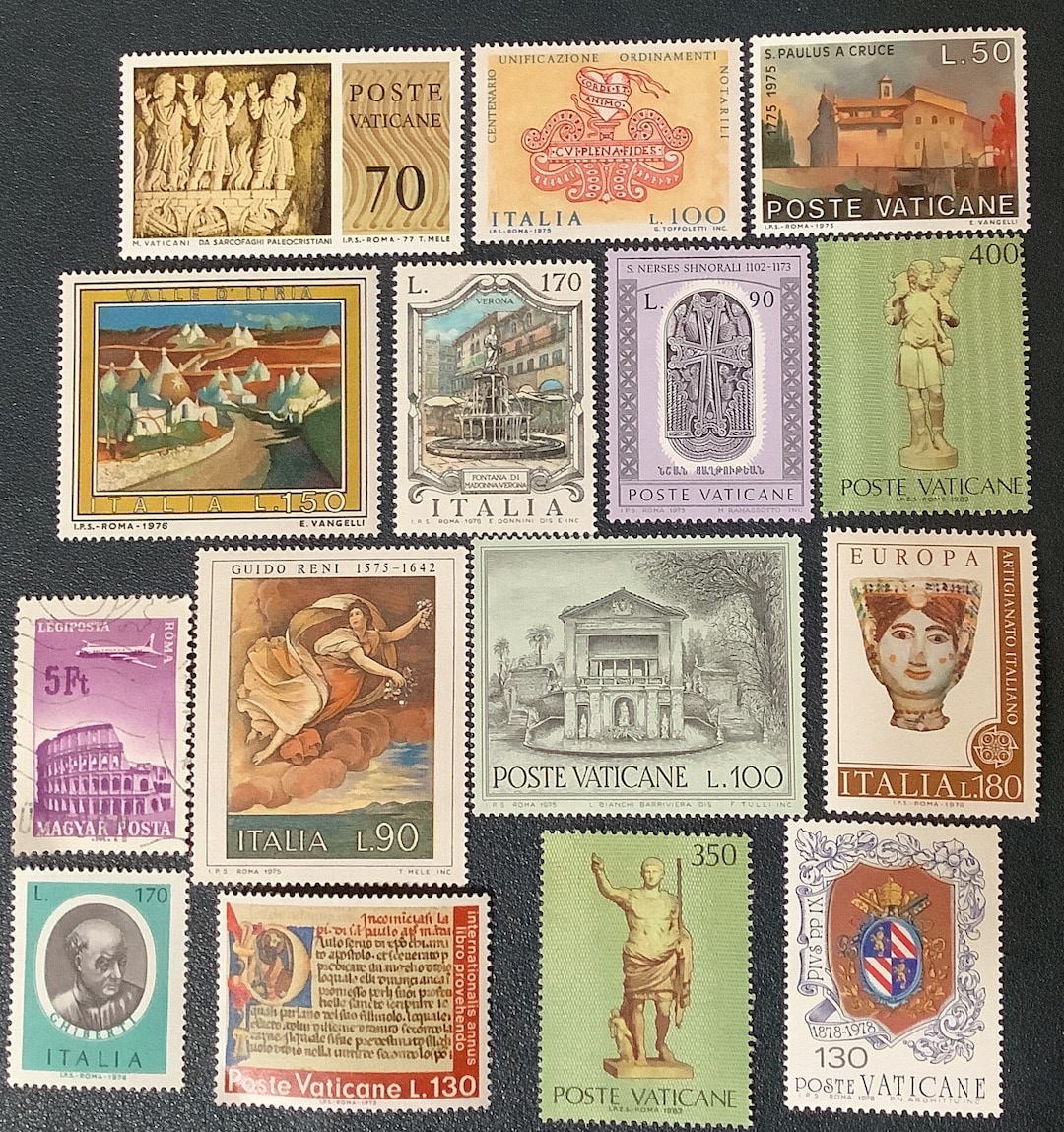 15 ITALY SCENES Rome Vintage Mint Postage Stamps Vatican for Journals ...