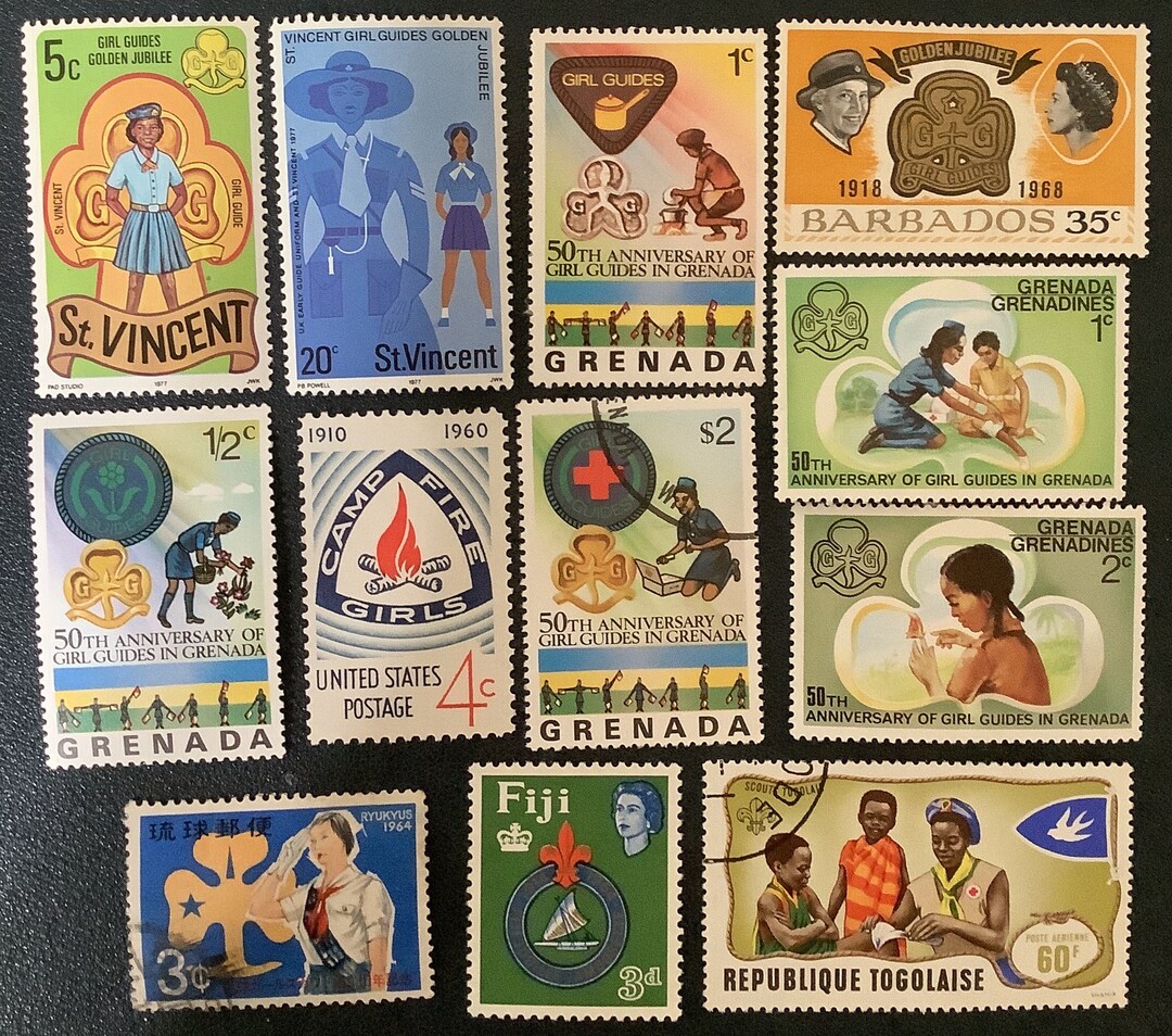 12 GIRL SCOUTS Girl Guides Camp Fire Girls Vintage Postage - Etsy