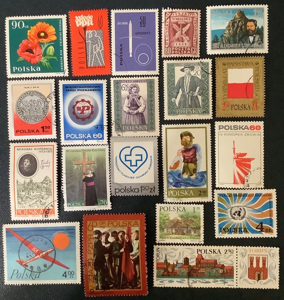 20 POLAND POLISH Postage Stamps Collector Set Crafting Collage - Etsy