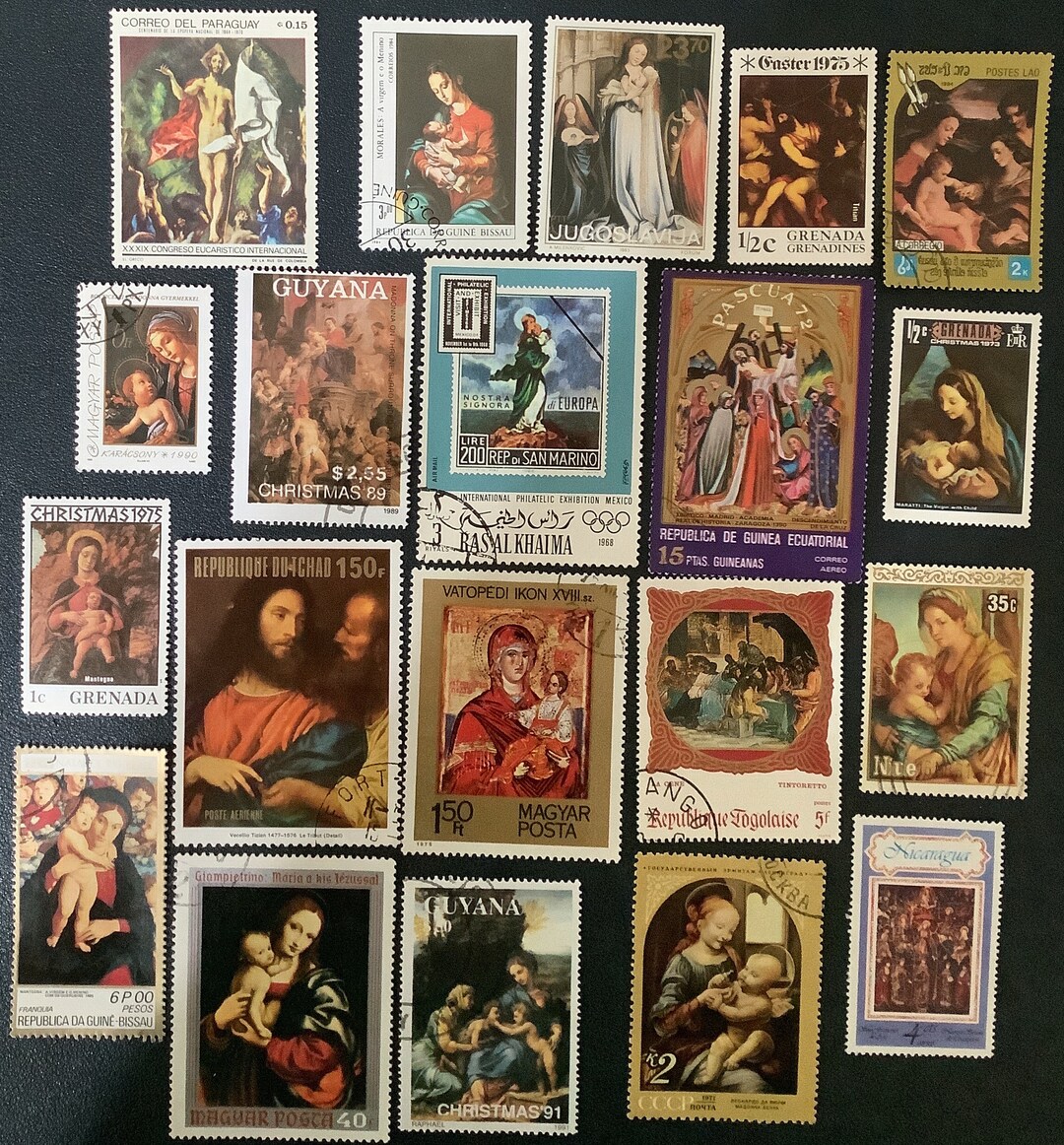 20 CHRISTIAN Madonna Christ Religious Bible Vintage Postage Stamps ...