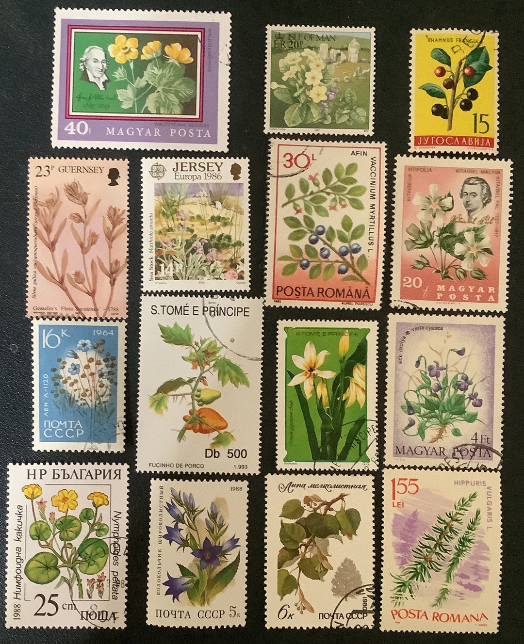 15 PLANTS Flowers Botanical Vintage Postage Stamps Crafting Collage Journals Philately Stamps ...
