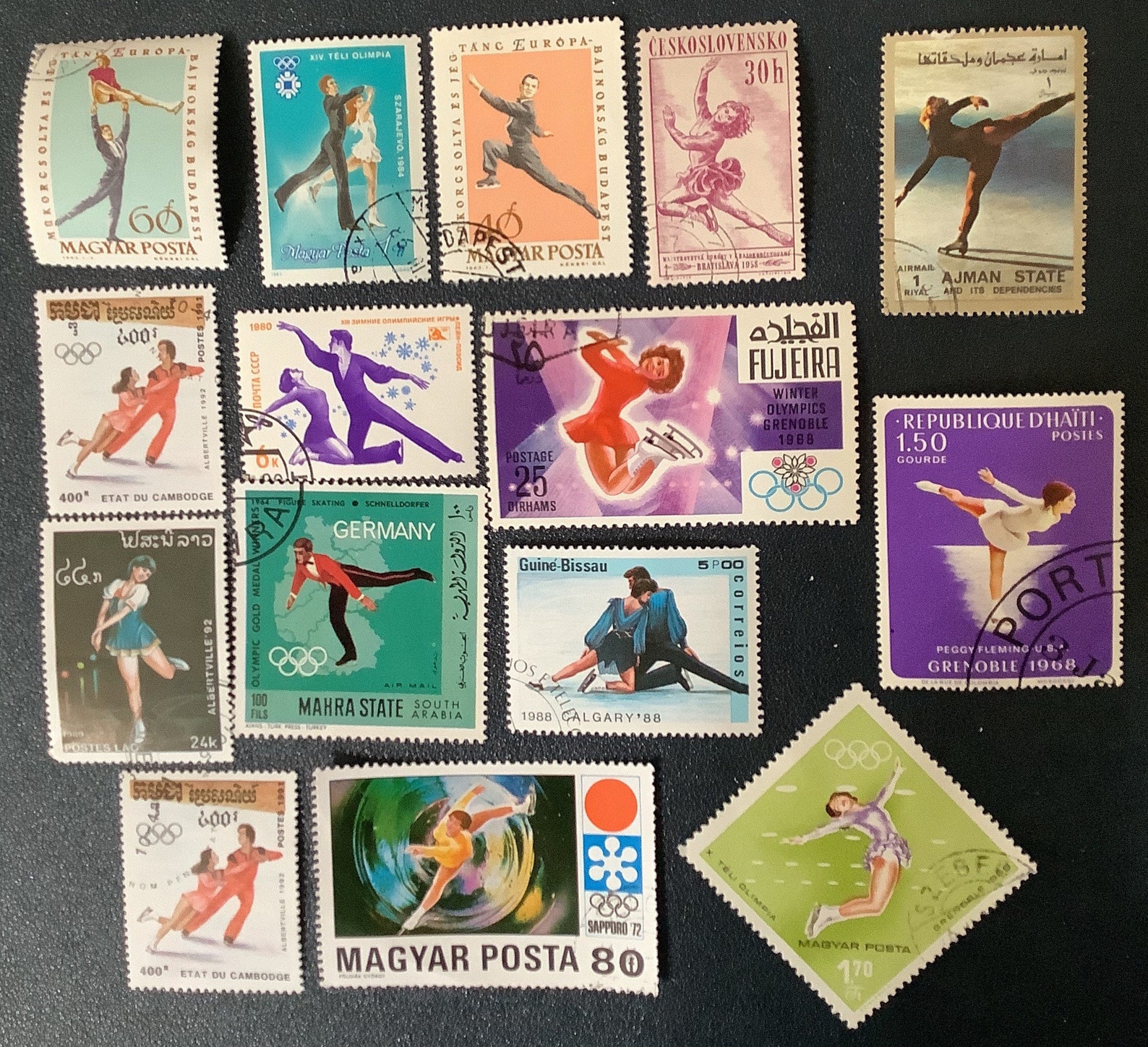 15 Figure SKATING Olympics Vintage Postage Stamps ice dancing | Etsy