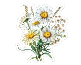 Wildflower Botanical Vinyl Sticker, Flower Waterproof Sticker ...