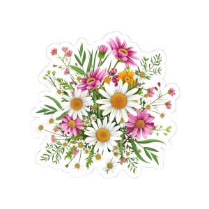 Wildflower Botanical Vinyl Sticker, Flower Waterproof Sticker ...