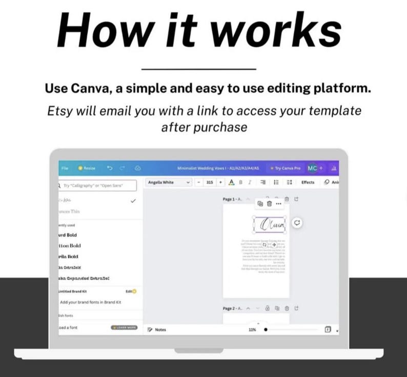 Editable Minimalist Invoice Template: Canva Design (digital Download ...