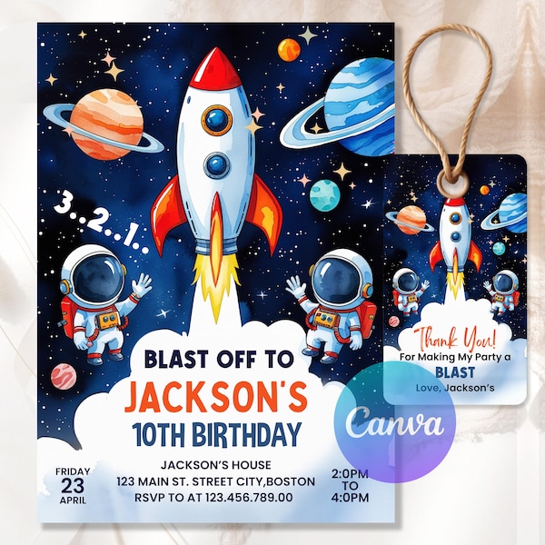 Space Birthday Party Invitation - Etsy