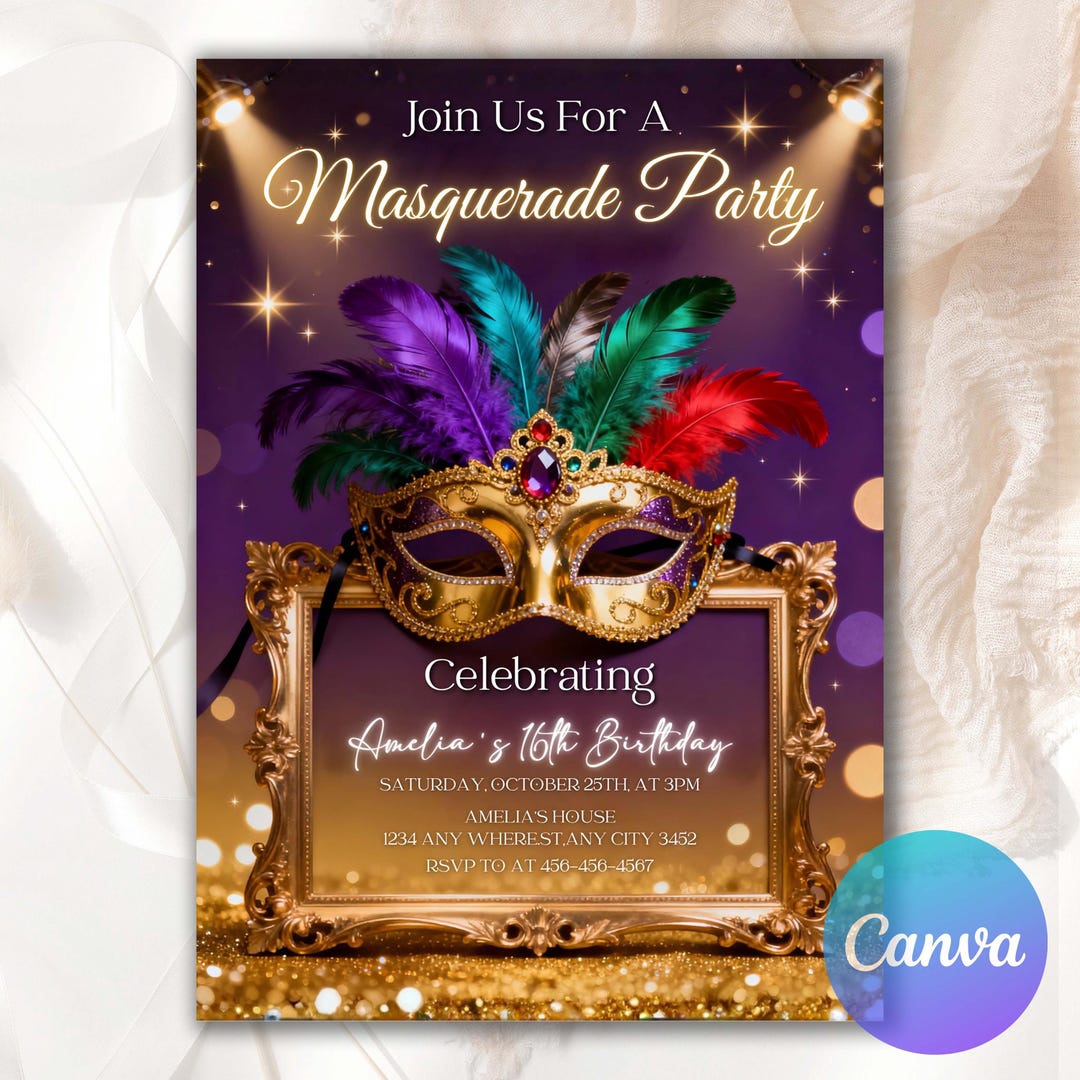 New Year's Masquerade Party Invitation, Masquerade Party Invitation ...