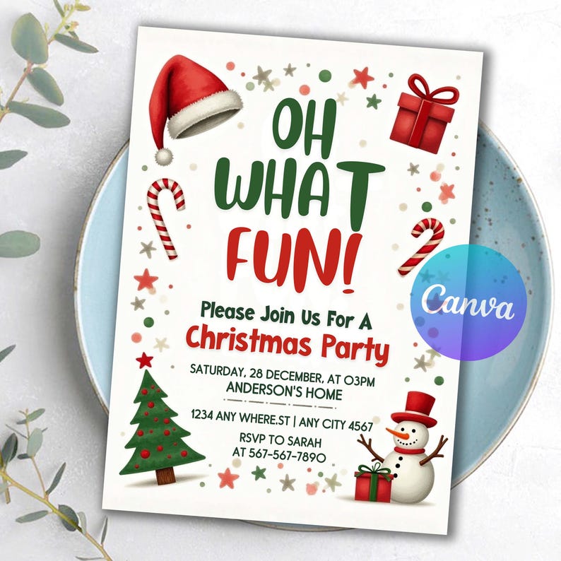 Editable Christmas Party Invitation, Friendsmas Party Invite Template ...