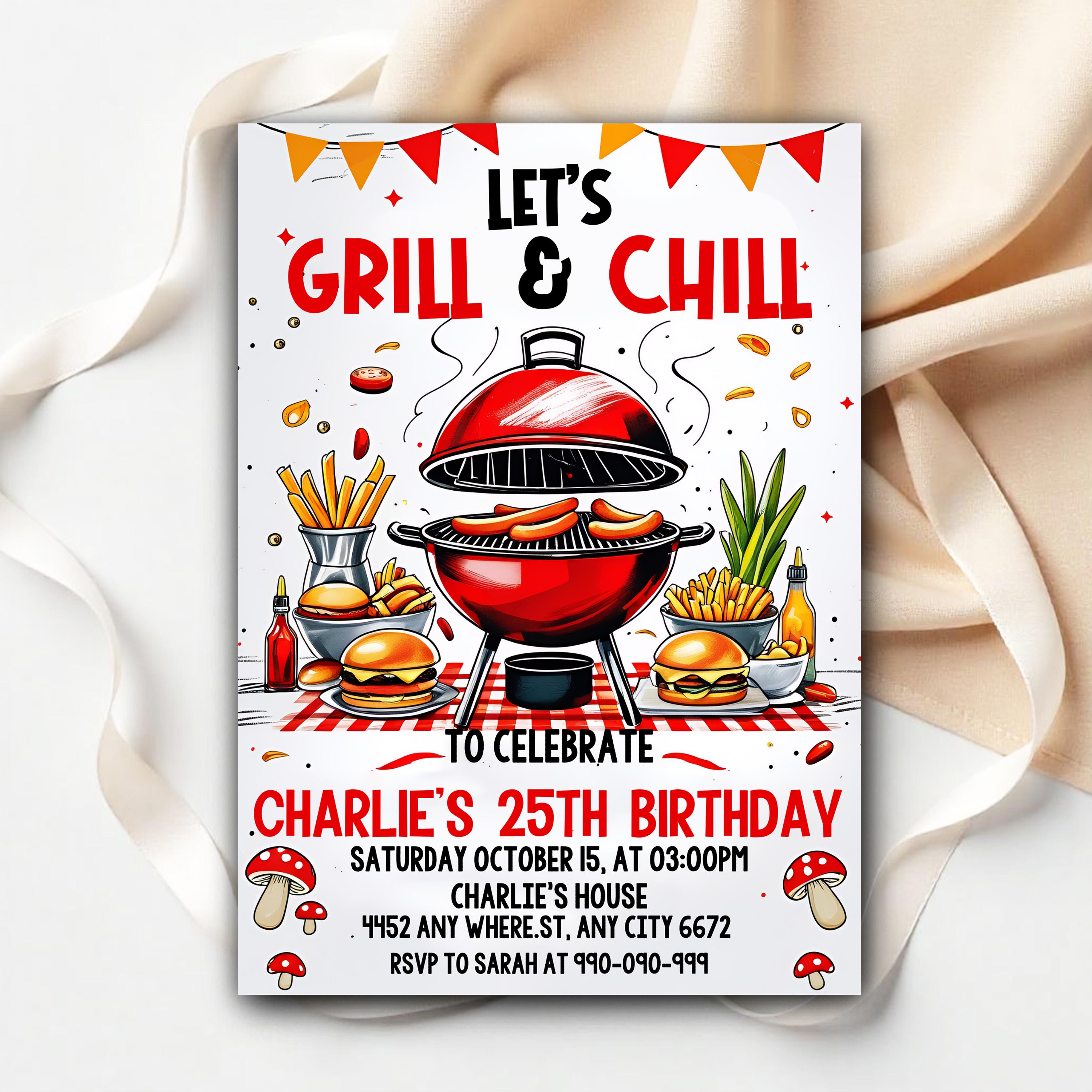 BBQ Chill and Grill Birthday Invitation, Animated BBQ Party Invite ...