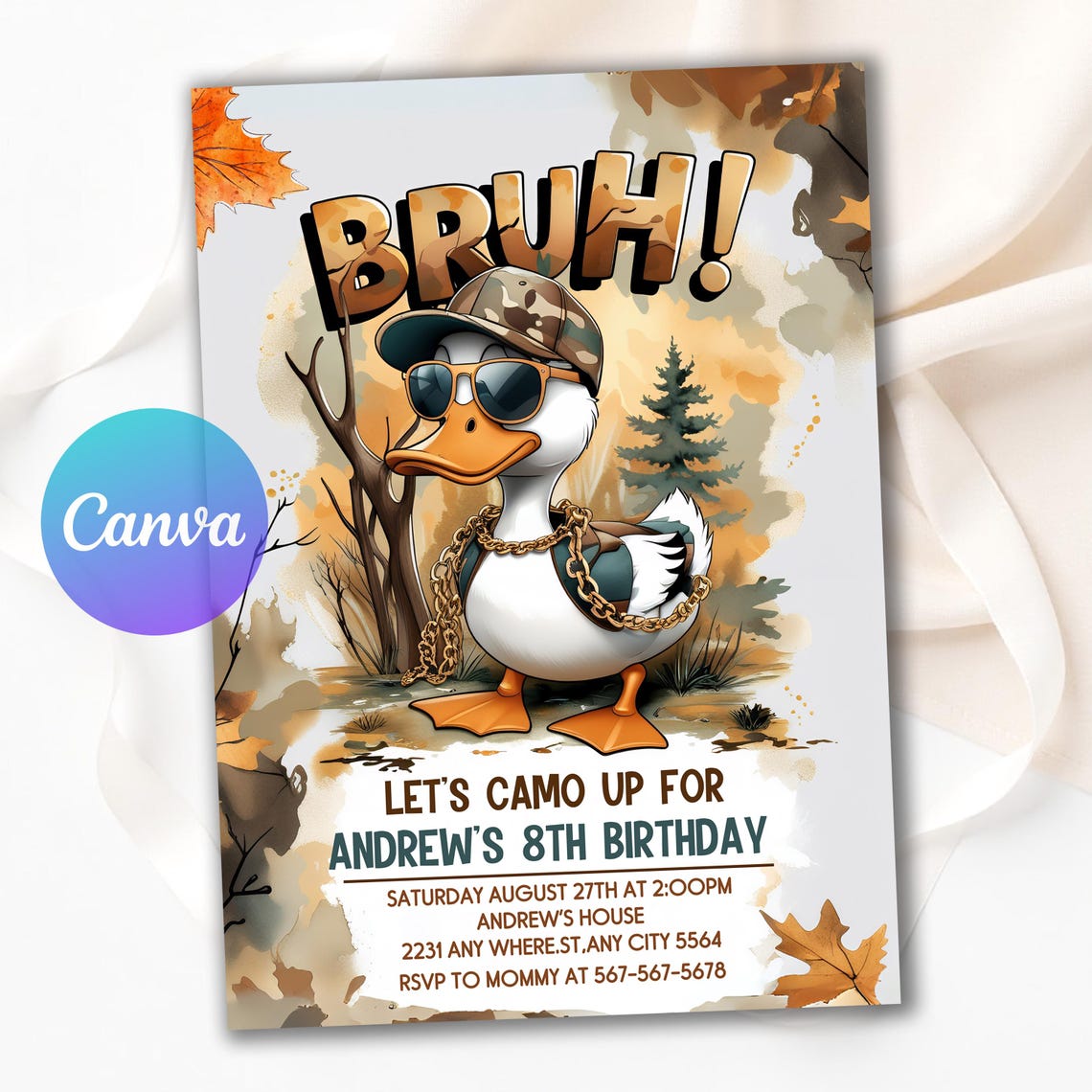 Duck Hunting Birthday Invitation, Duck Hunting Theme Invitation, Hunter ...