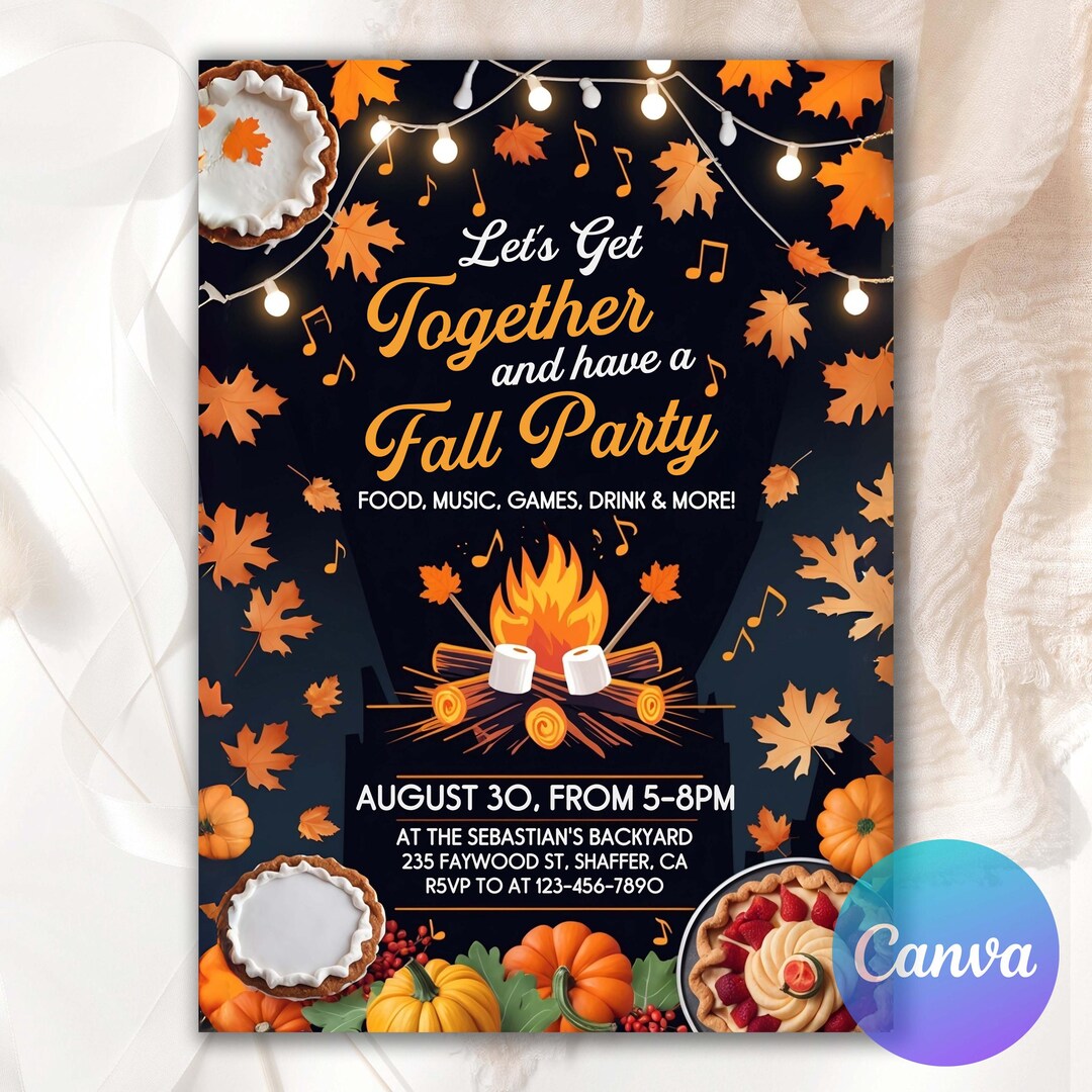 Fall Festival Invitation: Pumpkins, Church Harvest Party (canva ...