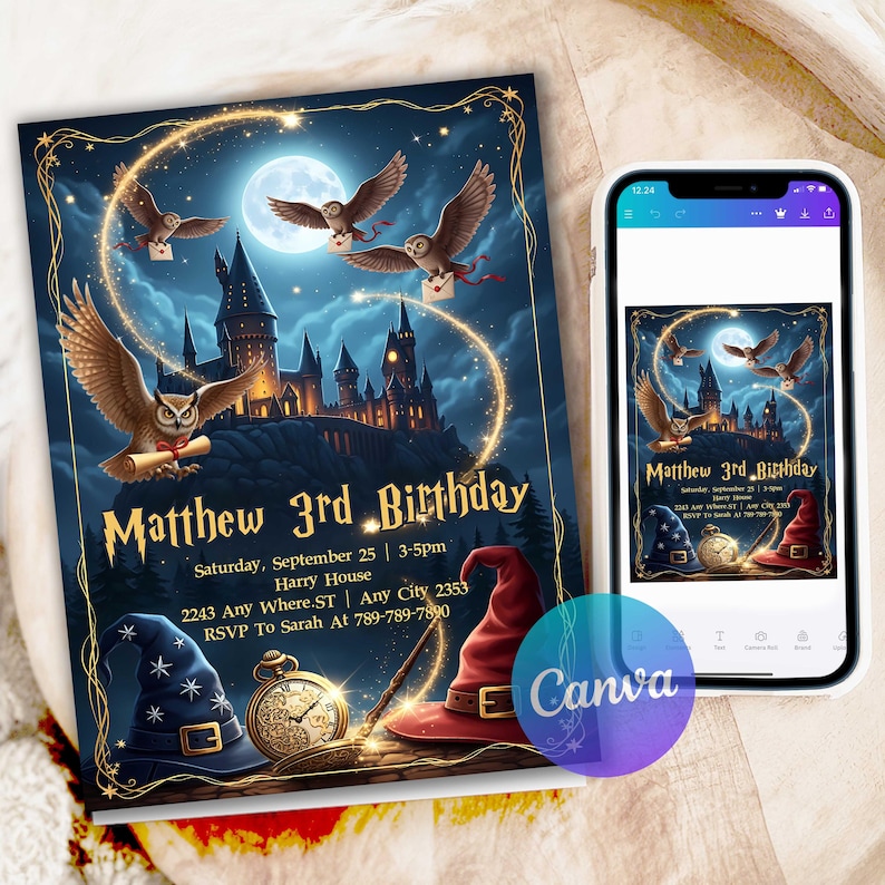 Wizards Witches Invitation, Witch Invitation, Magical Castel Party ...
