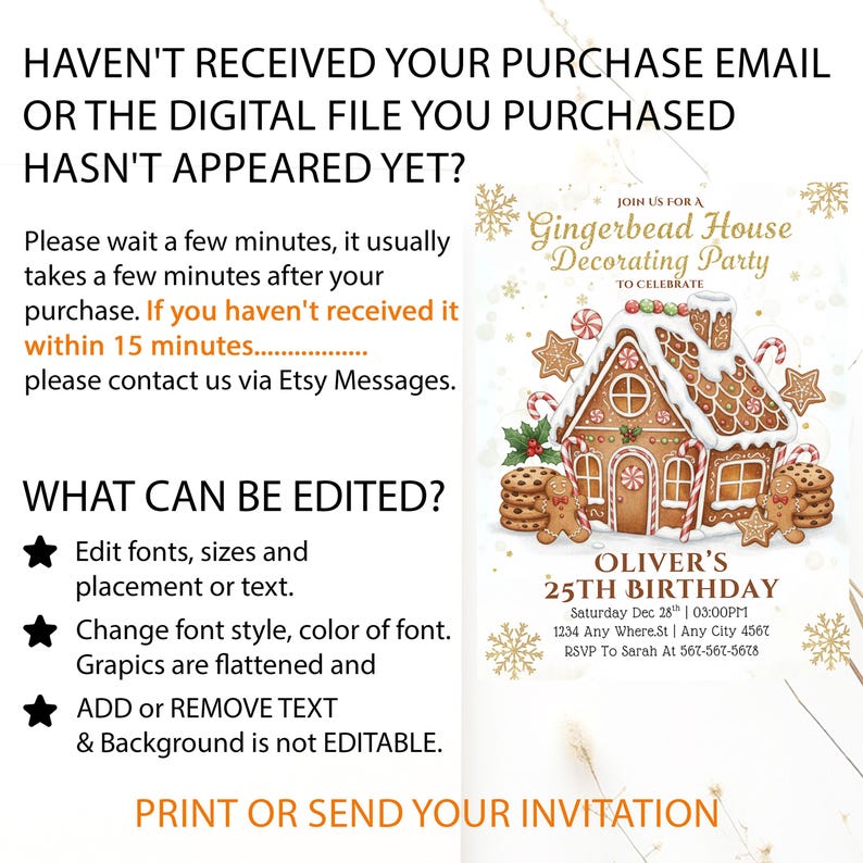 Christmas Gingerbread House Decorating Party Invitation, Christmas ...