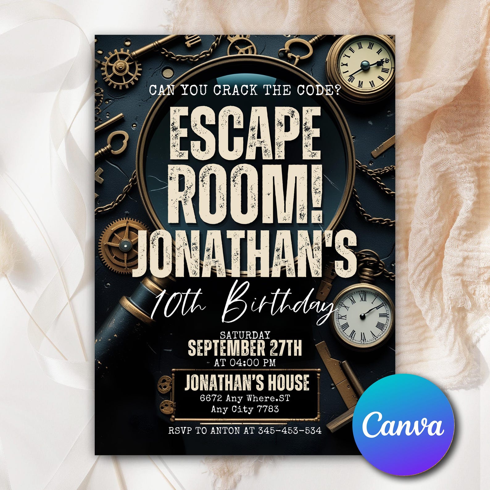 Escape Room Birthday Invitation Girl, Printable Escape Room Invitation ...