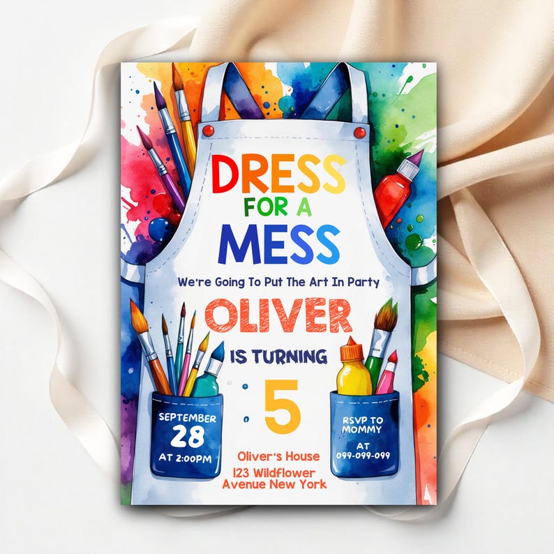 Painting Party Invitation, Editable Art Birthday Party Invitation Art ...