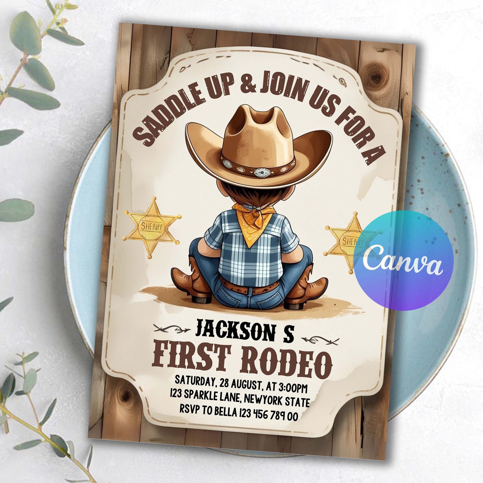 First Rodeo Invitation Template, My 1st Rodeo Invitation, Boy Cowboy ...