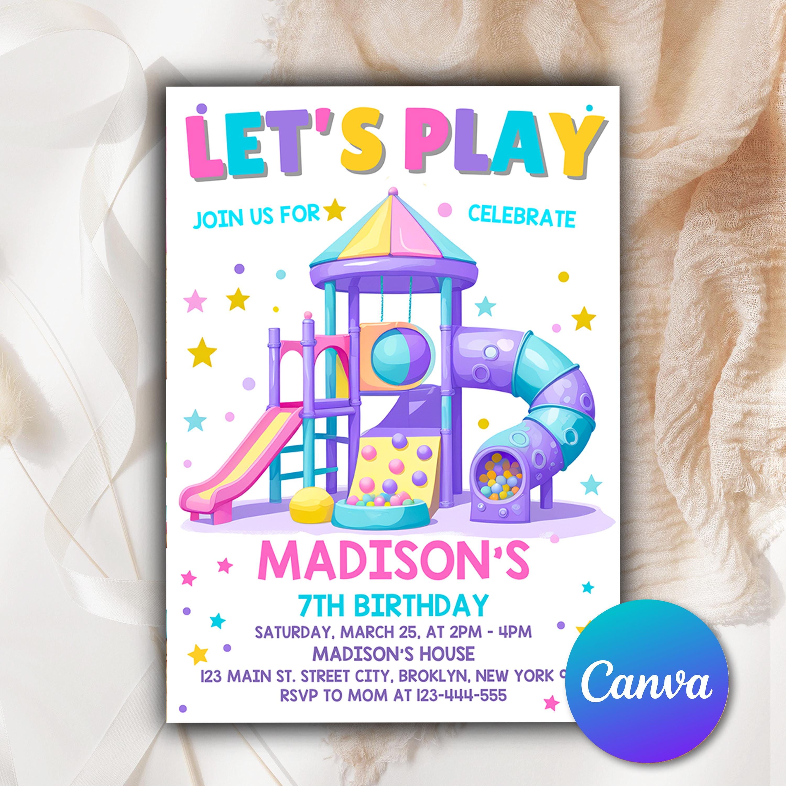 Playground Birthday Party Invitation Girl Let's Play Jungle Gym Party ...