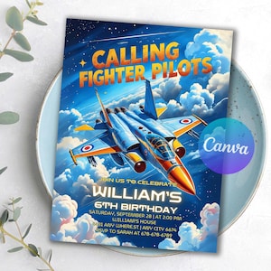 Jet Pilot Theme Birthday Invitation, Airplane Birthday Invitation ...