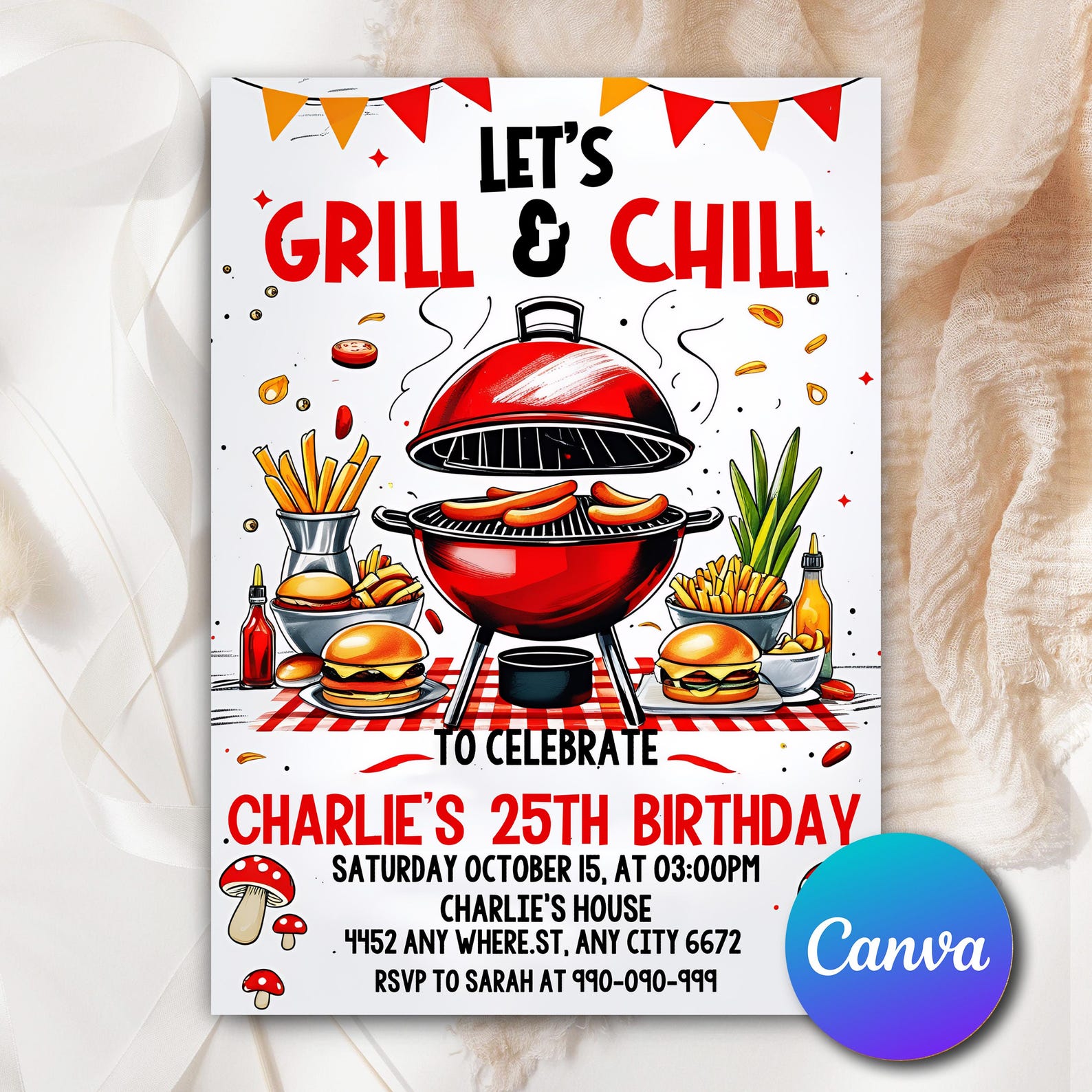 BBQ Chill and Grill Birthday Invitation, Animated BBQ Party Invite ...