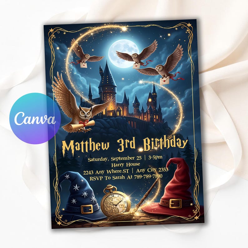 Wizards Witches Invitation, Witch Invitation, Magical Castel Party ...