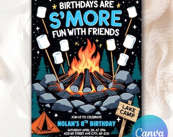 Kids Smores Birthday Invitation Template Printable Smores Invite ...