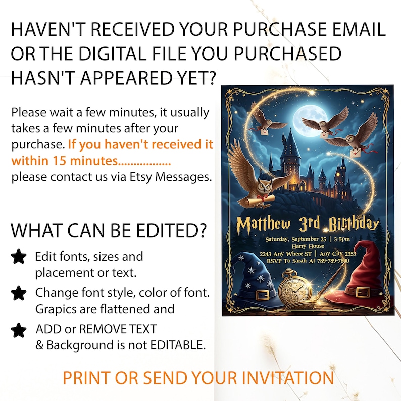 Wizards Witches Invitation, Witch Invitation, Magical Castel Party ...