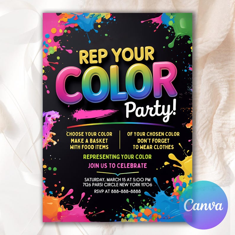 Colour Party, Rainbow Invite, Coloring Invite, Colorful Party ...