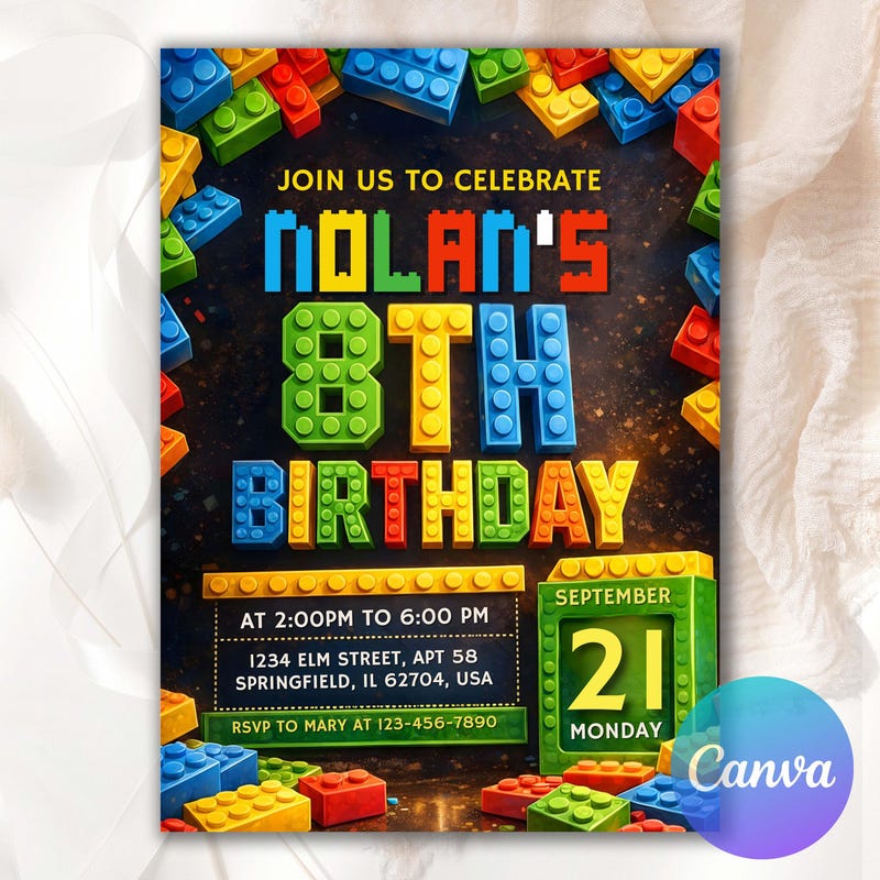 Legos Birthday Invitation - Etsy