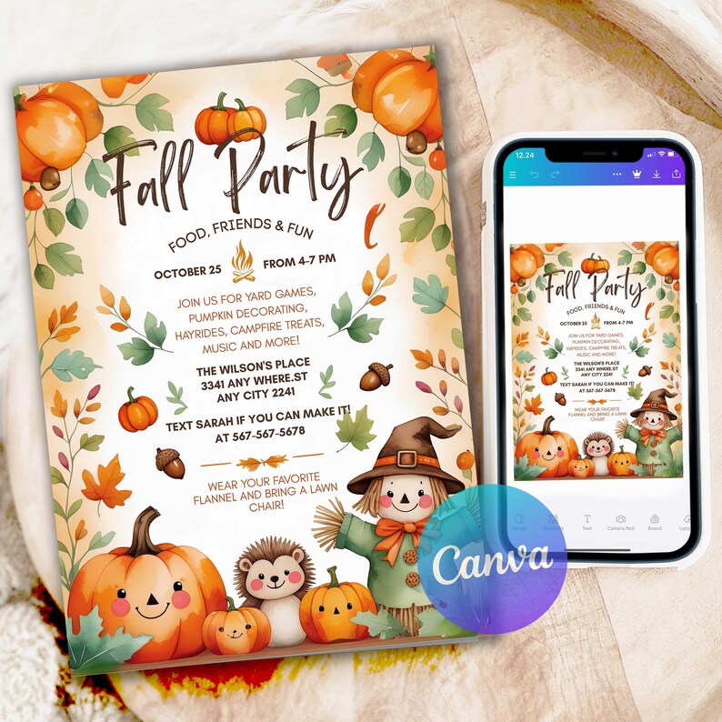 Fall Festival Invitation: Pumpkins, Harvest Party, Church Event (canva ...