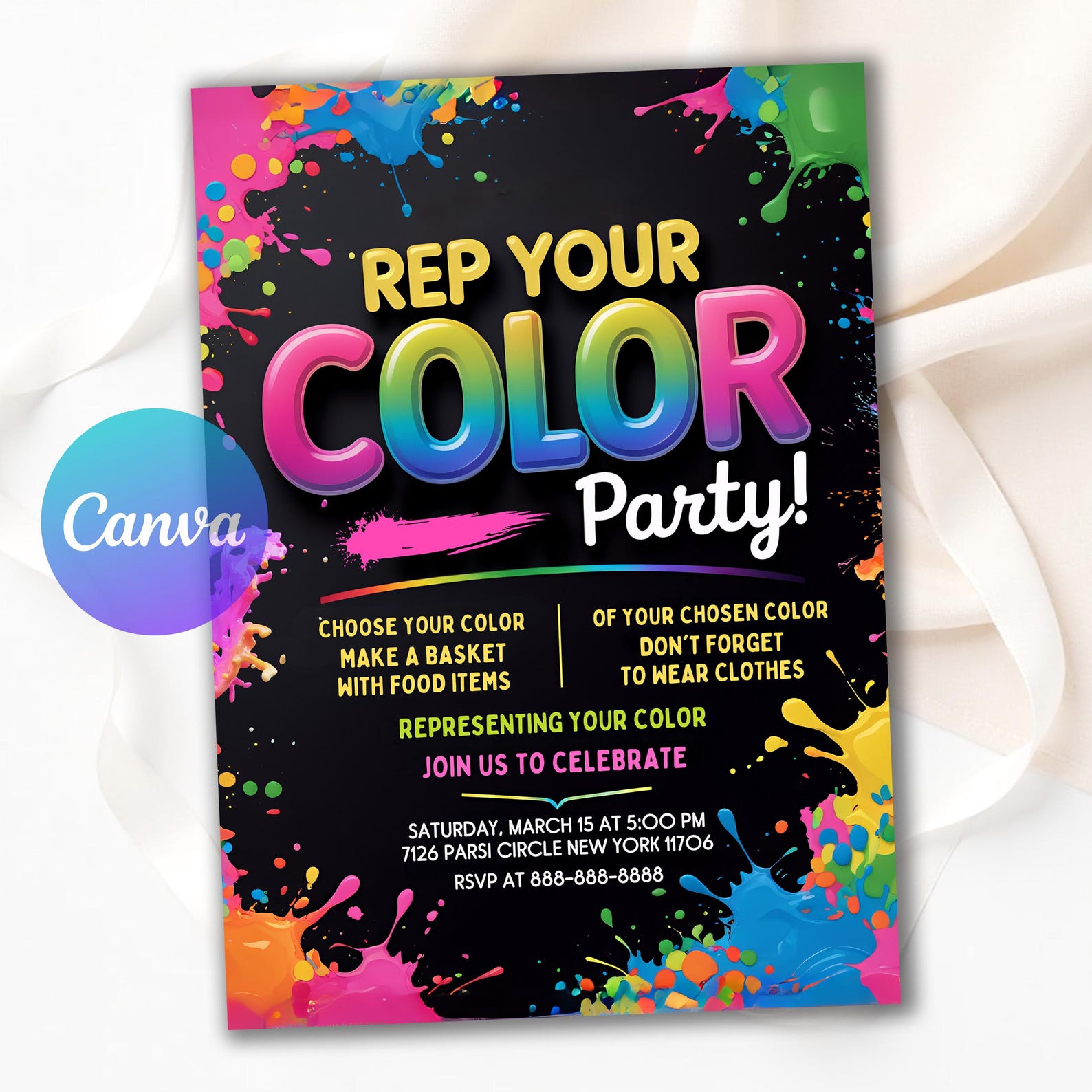Colour Party, Rainbow Invite, Coloring Invite, Colorful Party ...